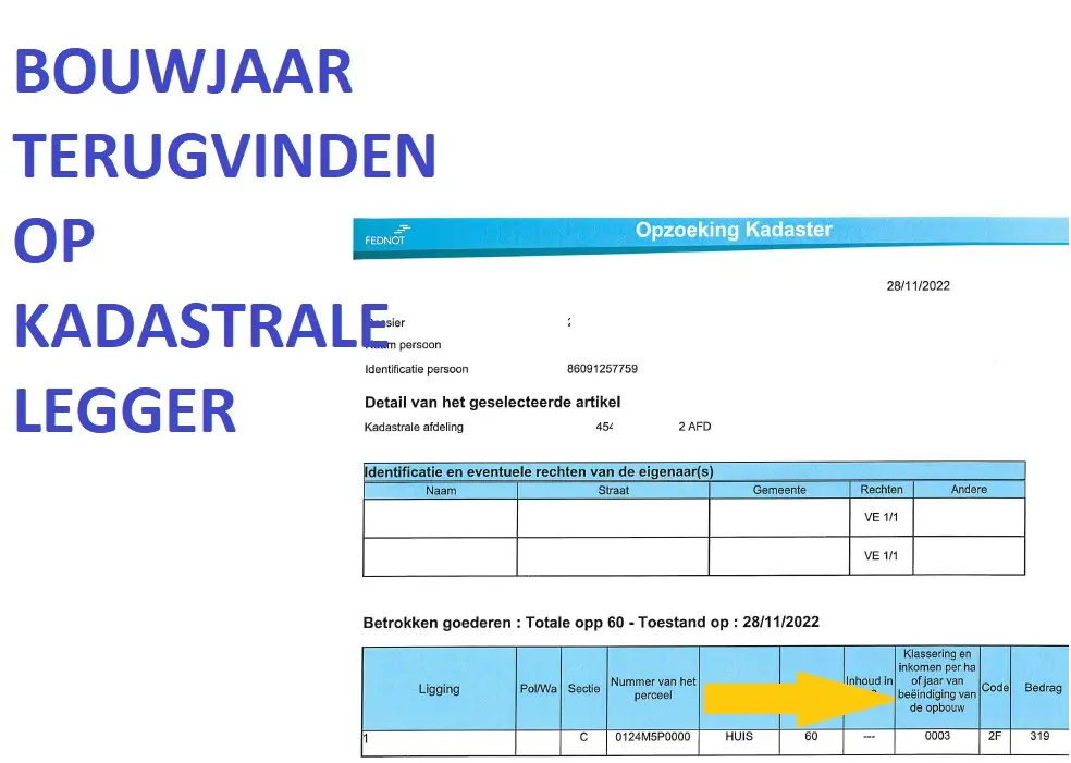 Bouwjaar terugvinden op de kadastrale legger